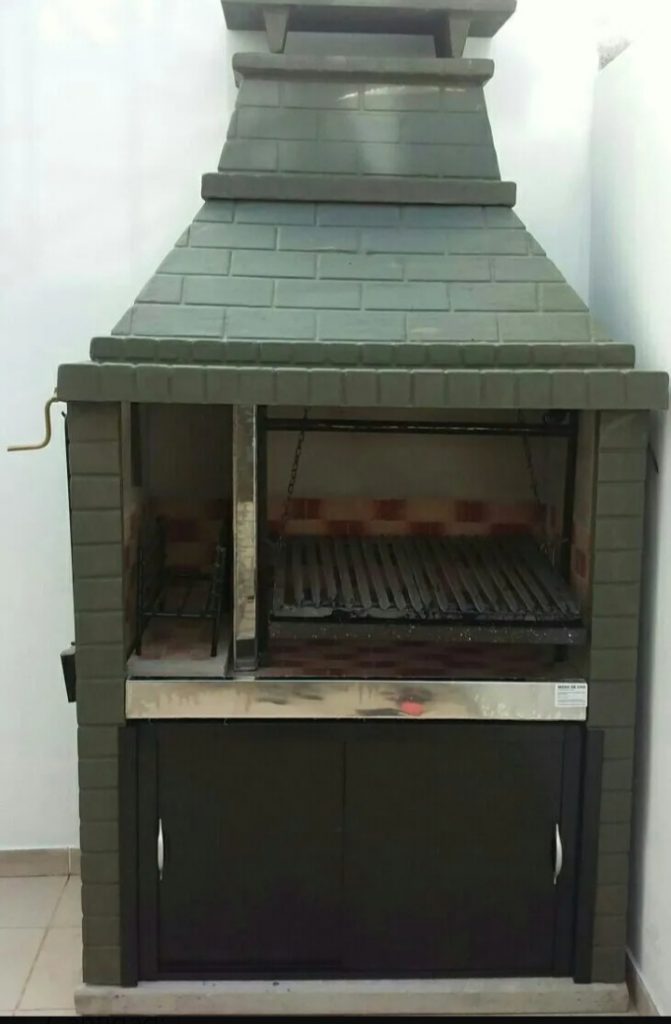 Parrilla de 1.25 mt con fogón reforzada color verde. – Parrillas Alonso